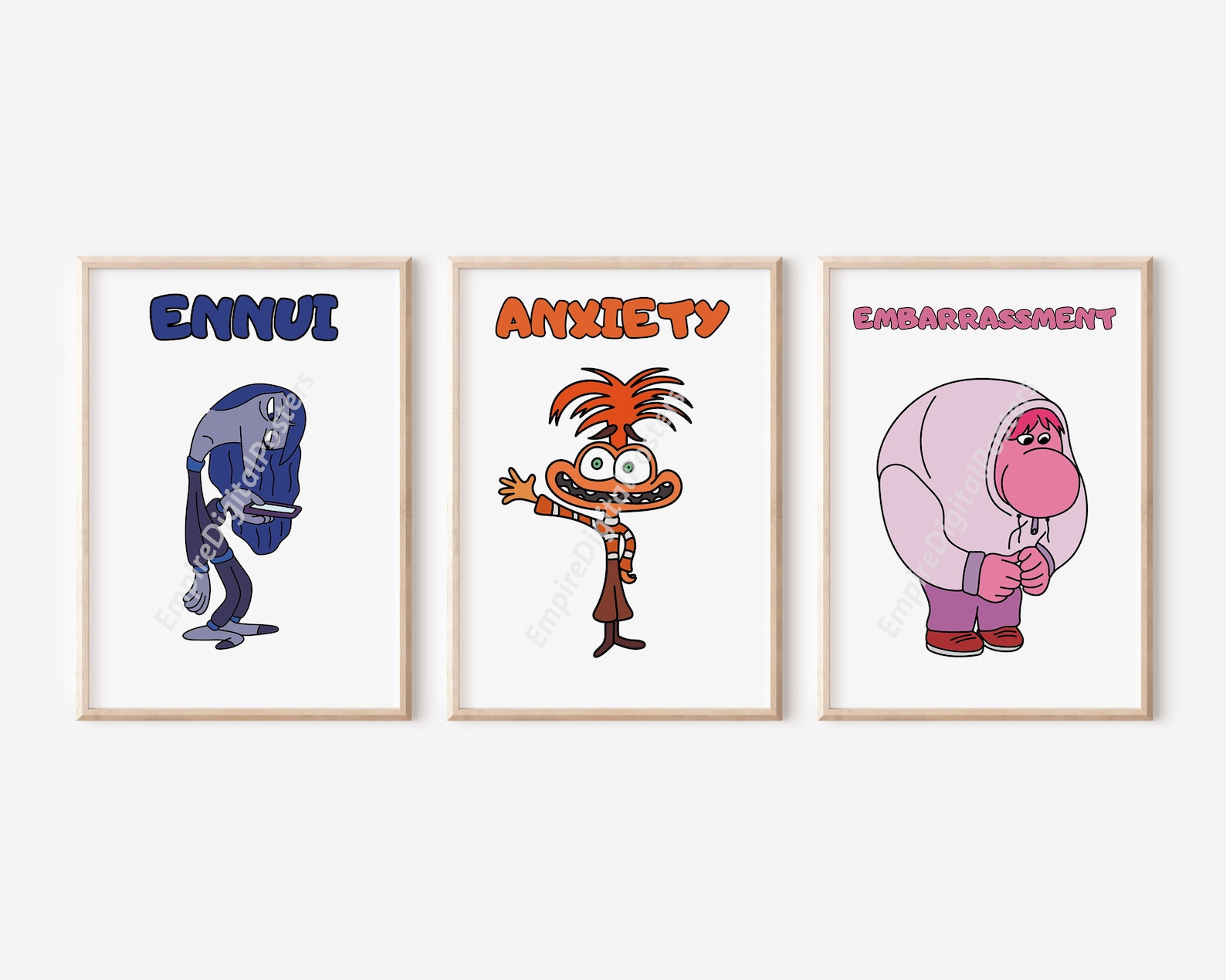 Minimalist Cartoon 9 Inside Out 2 Posters - "i Feel" , Emotions Poster ...