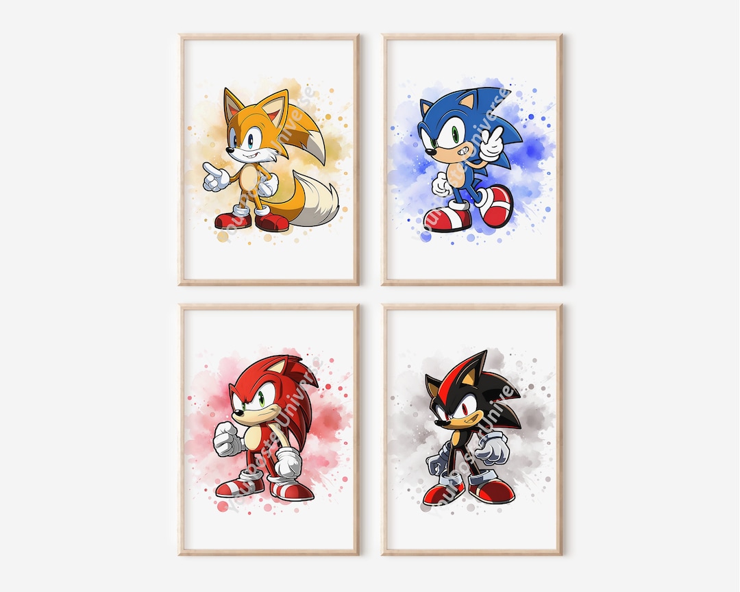 Watercolor Sonic the Hedgehog Poster Set - Tails From Sonic, Knuckles ...