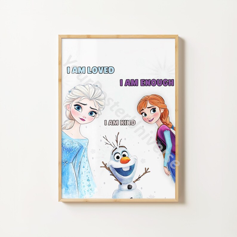 Frozen Affirmation Poster - Watercolor Kids Room Decor, Positive ...