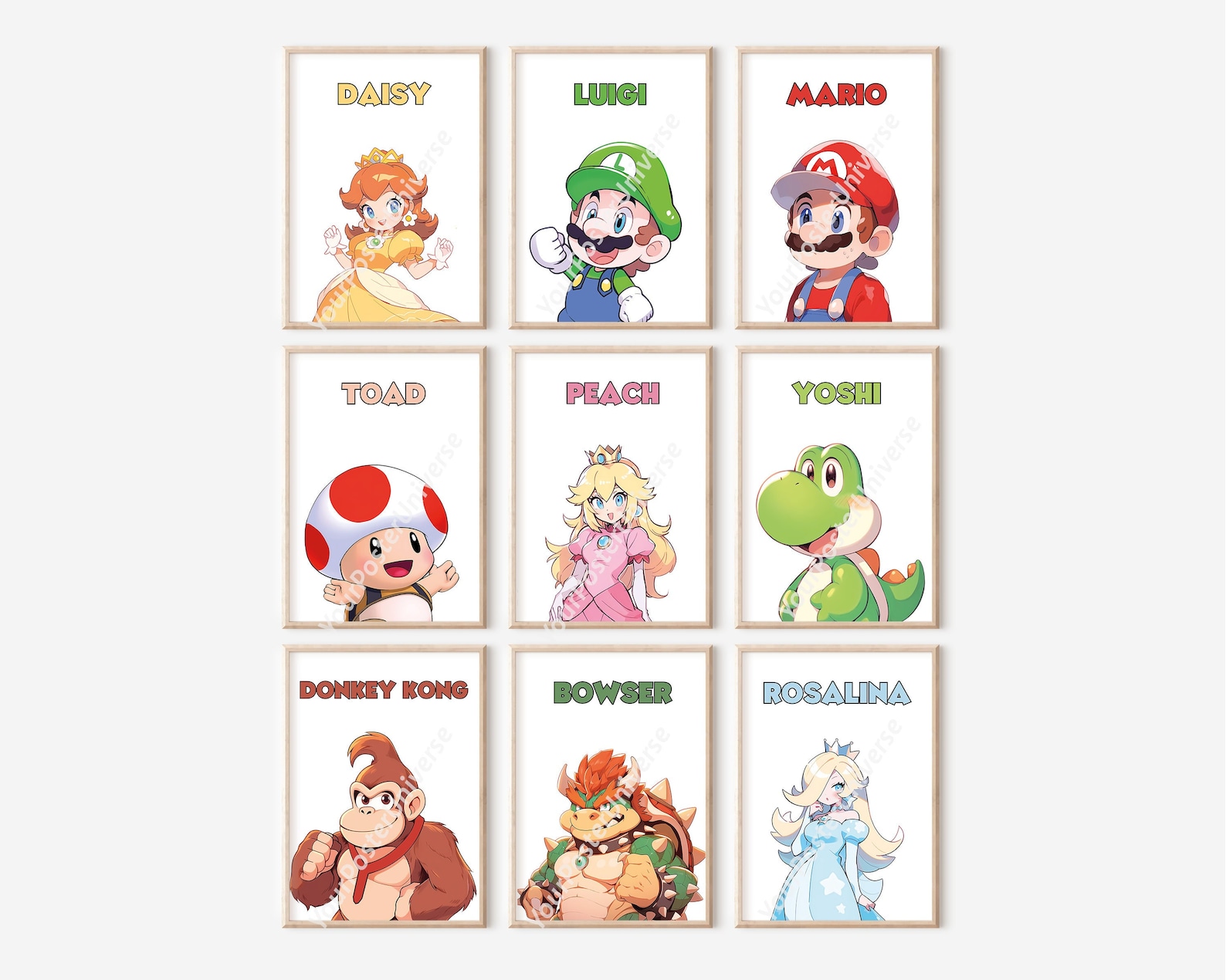 Set of 9 Super Mario Posters - Mario Wall Art, Nursery Decor, Mario and ...