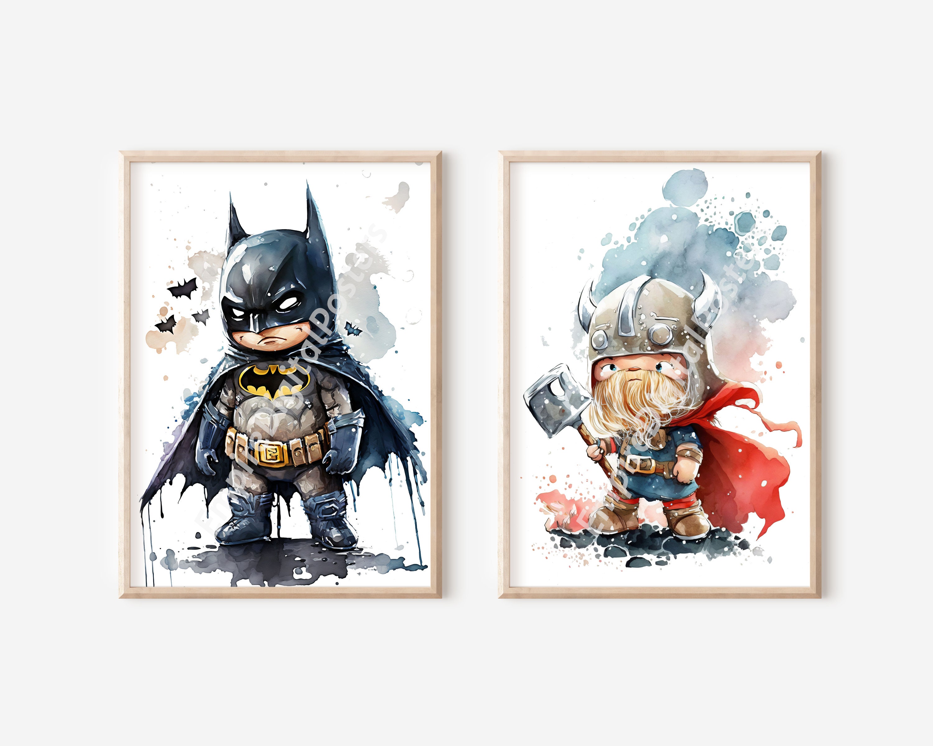 Set of Watercolor Superhero Poster - Superhero Clipart, Nursery Prints ...