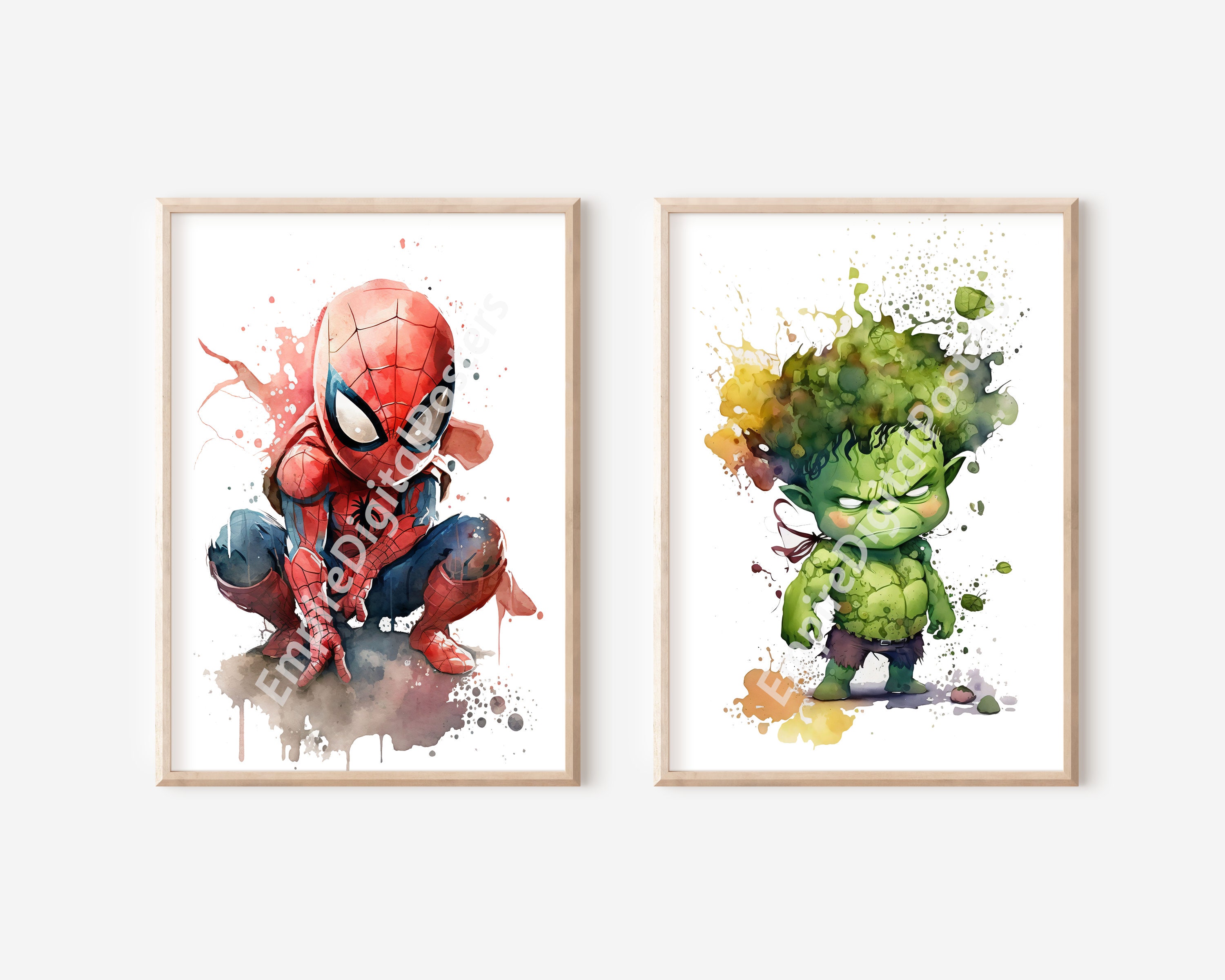 Set of Watercolor Superhero Poster Superhero Clipart, Nursery Prints ...