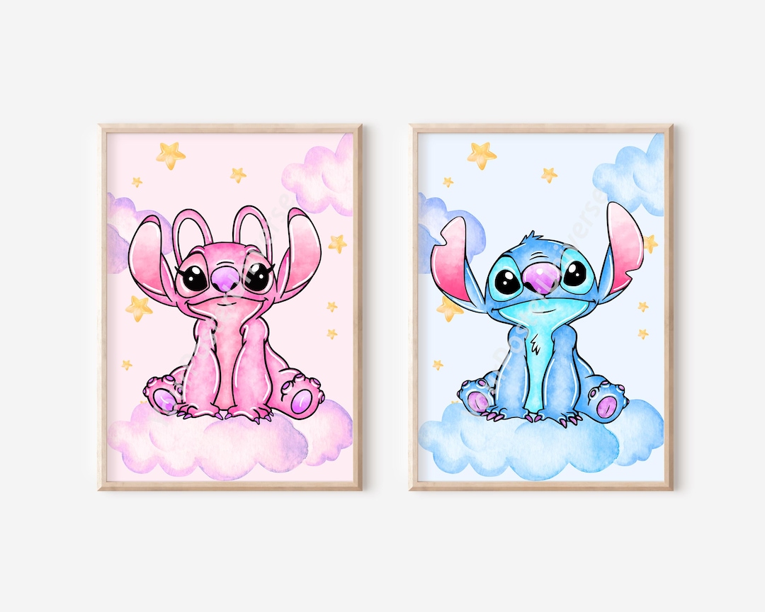 Nursery Stitch & Angel Prints - Drawing Wall Art, Baby Shower Gift ...