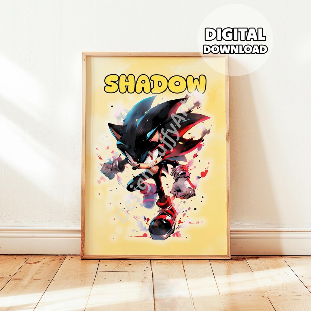Shadow Digital Poster – Printable Sonic Character Wall Art for Kids ...