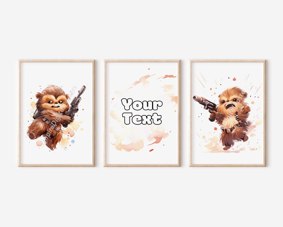 Custom Chewbacca Poster Set Drawing Star Wars Wall Art, Personalized ...