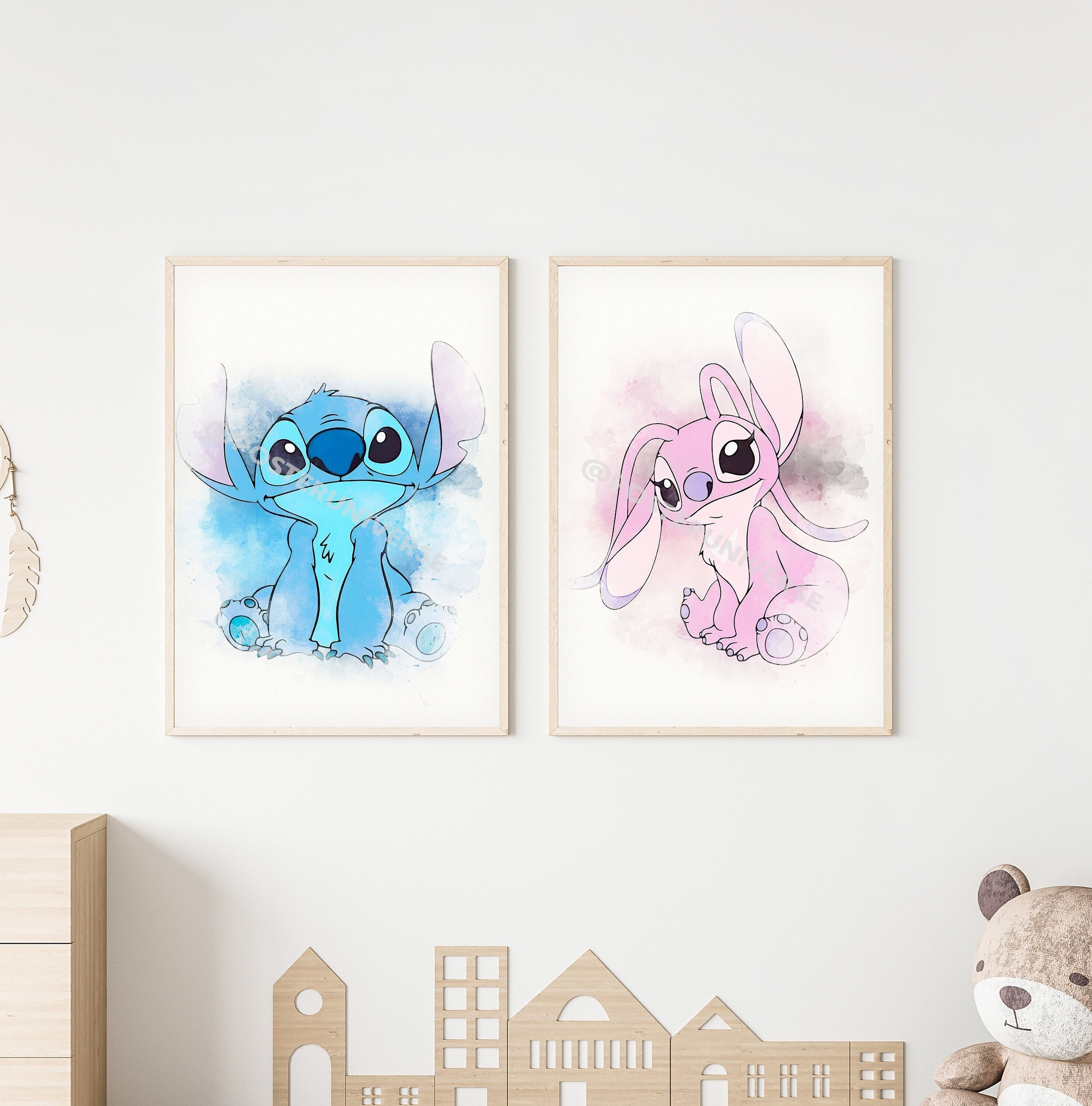Stitch and Angel Poster Set Baby Gift Wall Art Nursery - Etsy UK