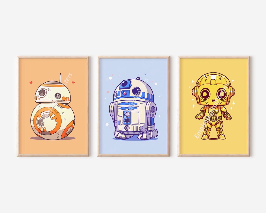 Cartoon Star Wars Droids Posters Birthday Gift, Star Wars Wall Art ...