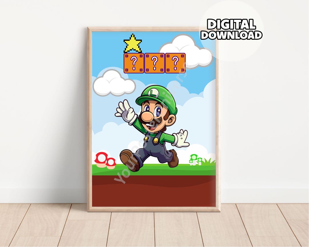 Cartoon Super Mario Bros Poster - Gaming Room, Kids Room Decoration ...