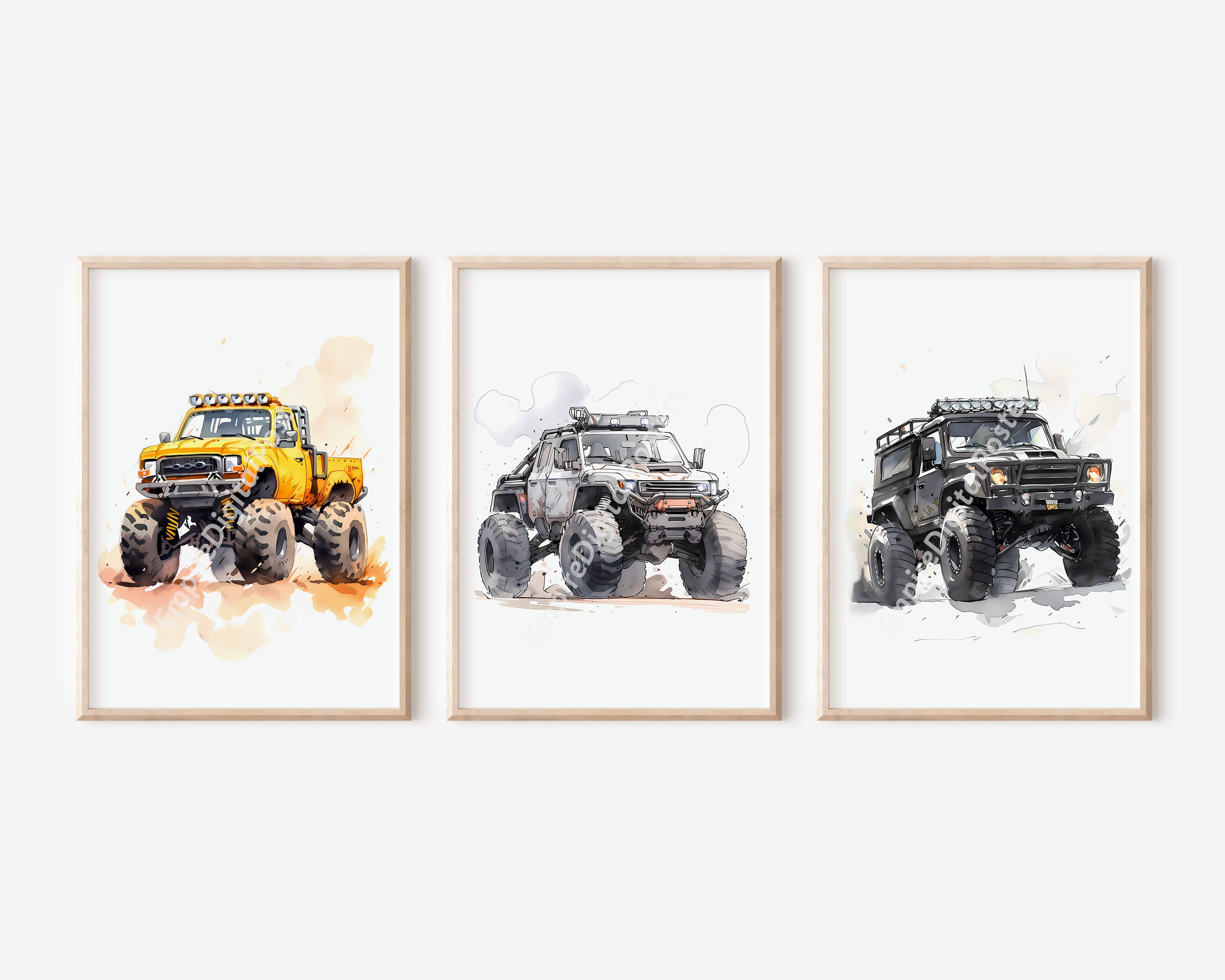 Set of 9 Monster Truck Posters Wall Decor, Boys Room, Monster Truck ...