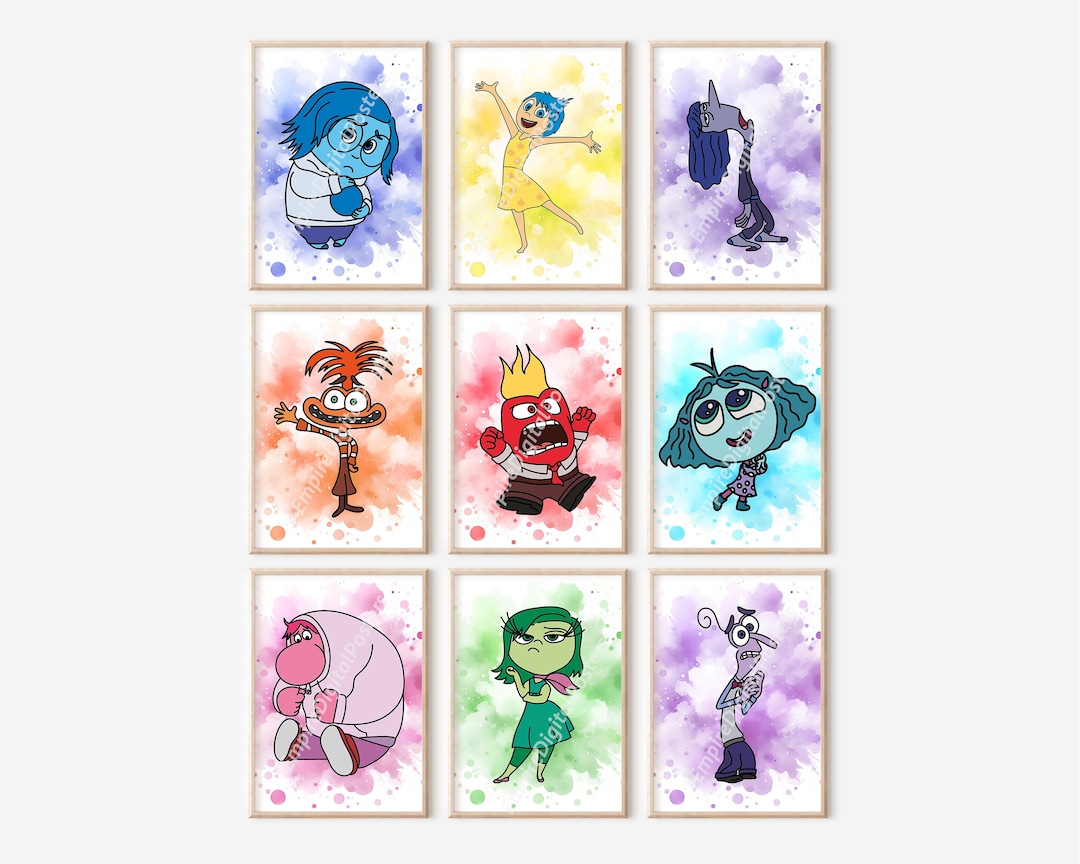 Watercolor Inside Out 2 Posters -emotions Poster Set, Nursery Decor ...