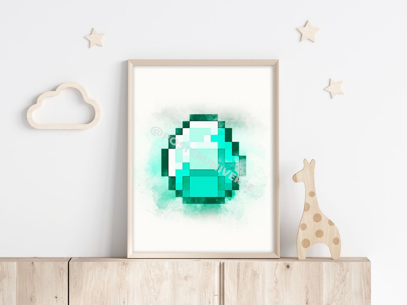 Minecraft Watercolor Poster Set Boys Prints, Gift for Kids, Minecraft ...