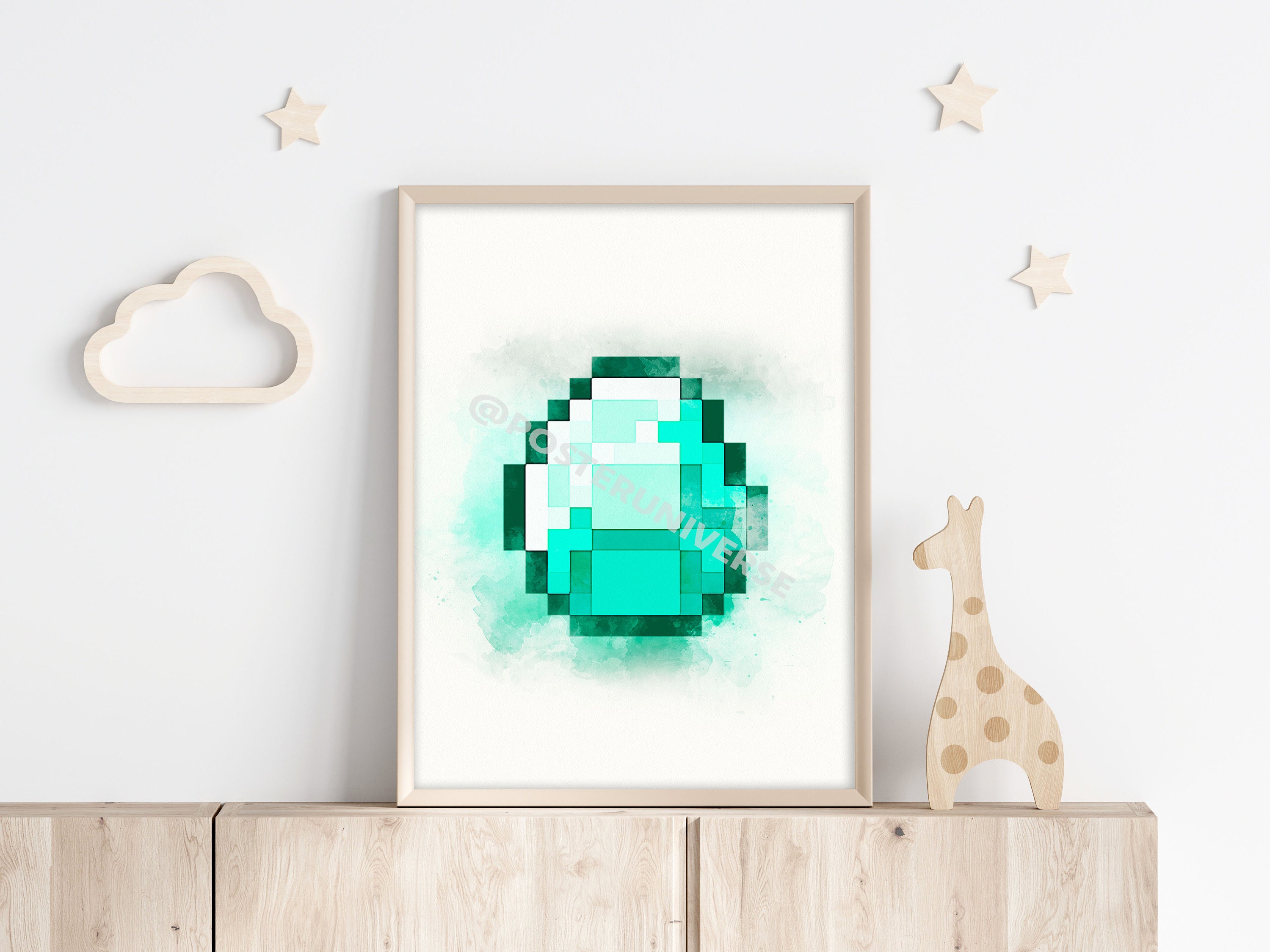 Minecraft Watercolor Poster Set Boys Prints, Gift for Kids, Minecraft ...