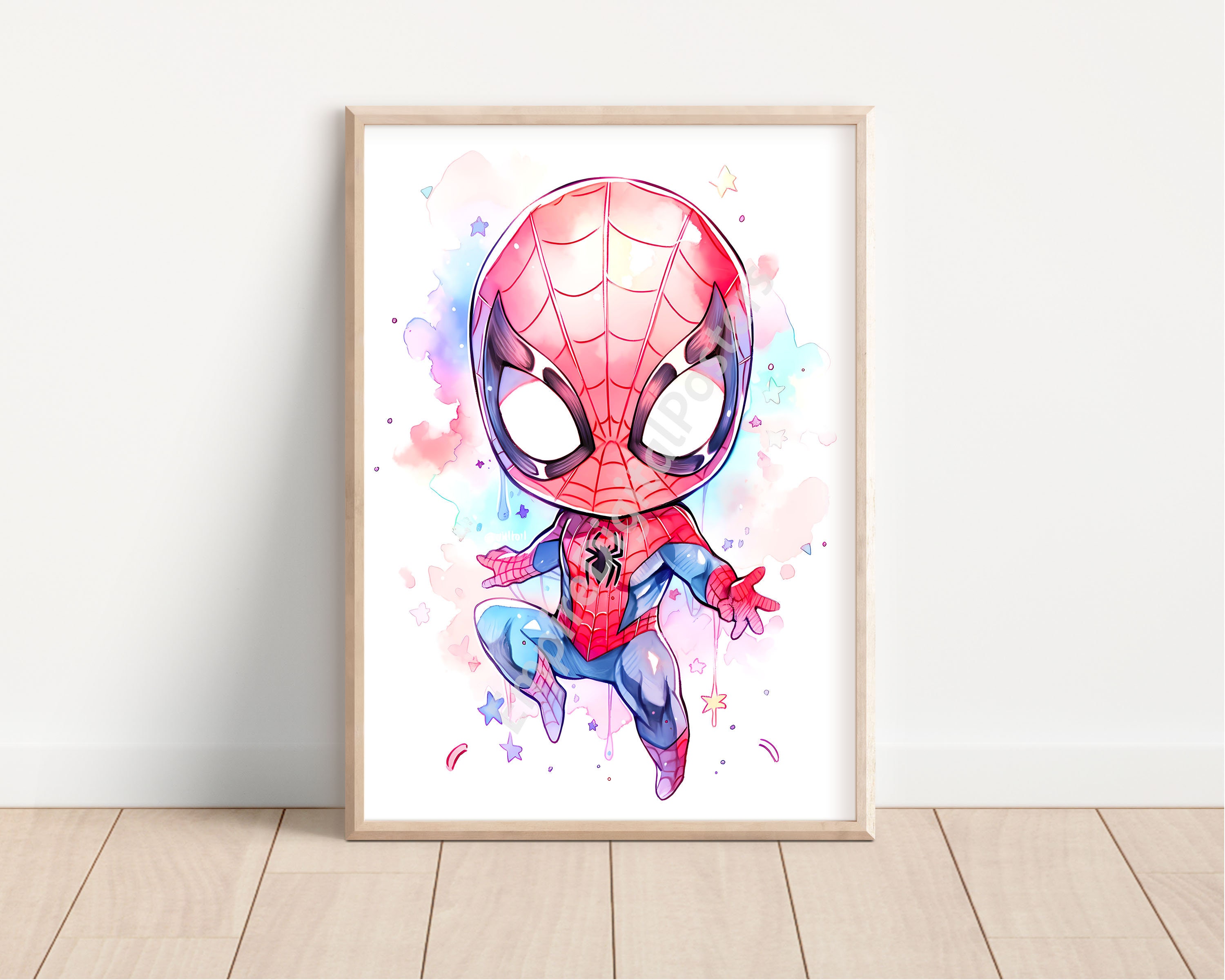 Set of 3 Spidey Poster Set Wall Decor, Watercolor Painting, Printable ...