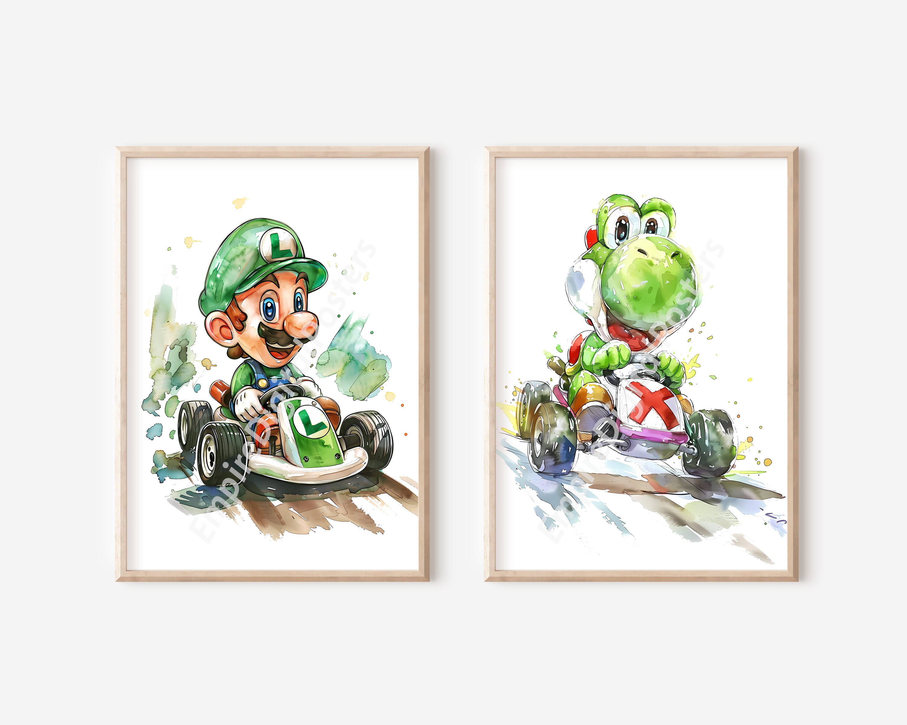 Set of 4 Mario Kart Posters Mario and Luigi, Prints for Kids, Super ...