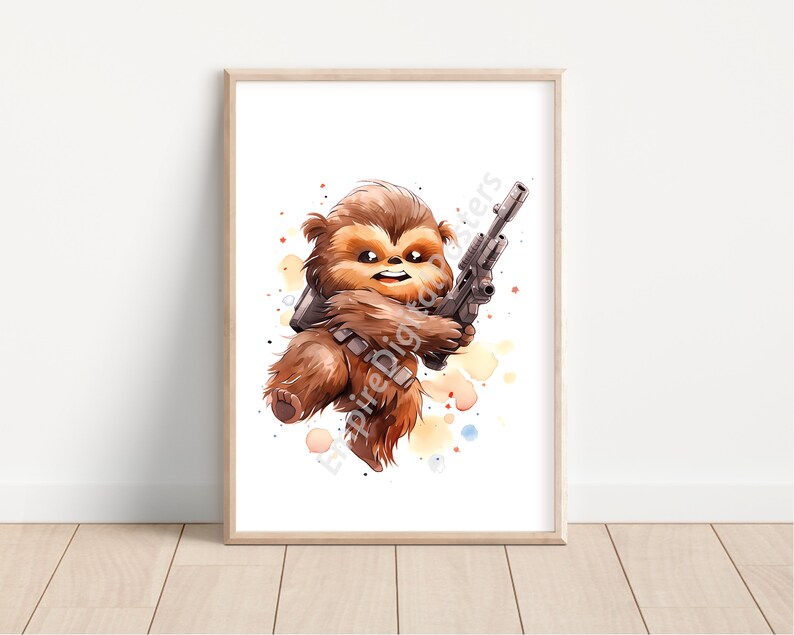 Custom Chewbacca Poster Set - Drawing Star Wars Wall Art, Personalized ...