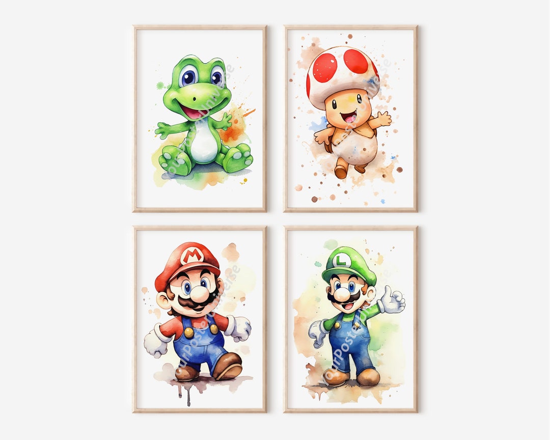 Cute Super Mario Poster Set - Mario and Luigi, Nursery Posters, Wall ...