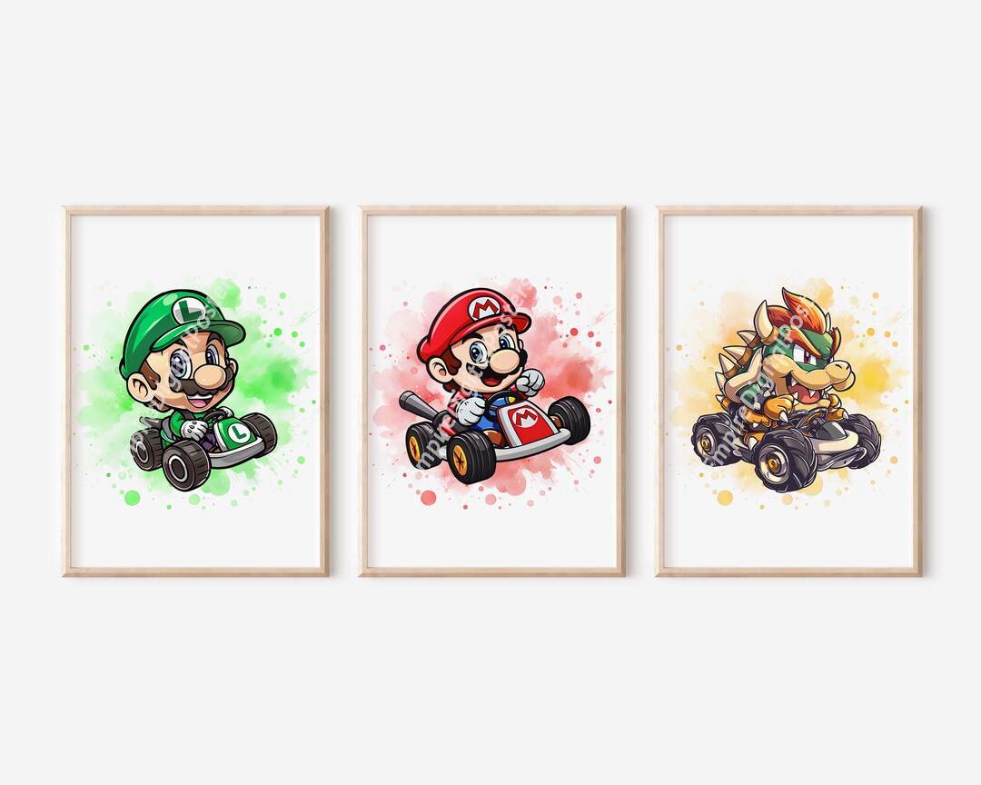 Watercolor Super Mario Poster - Wall Decor, Nursery Prints, Super Mario ...