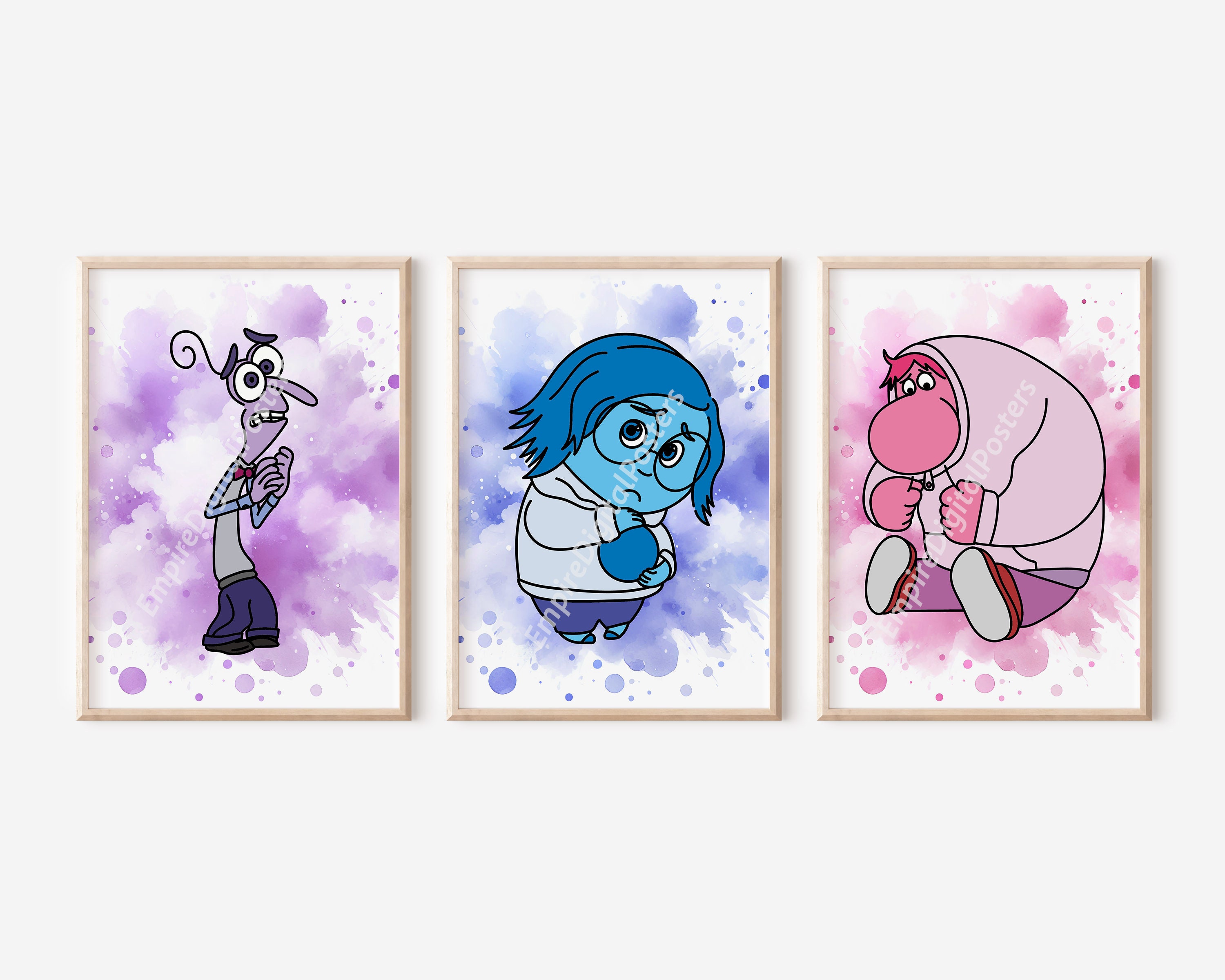 Watercolor Inside Out 2 Posters emotions Poster Set, Nursery Decor ...