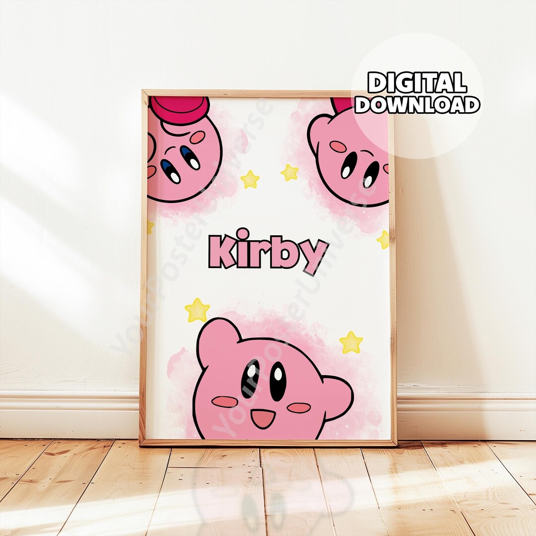 Aesthetic Watercolor Kirby Poster - Minimalist Wall Art, Nursery Prints ...
