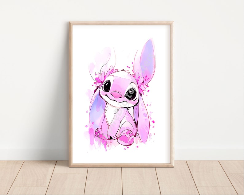 Watercolor Lilo & Stitch Poster Stitch and Angel, Nursery Decor ...