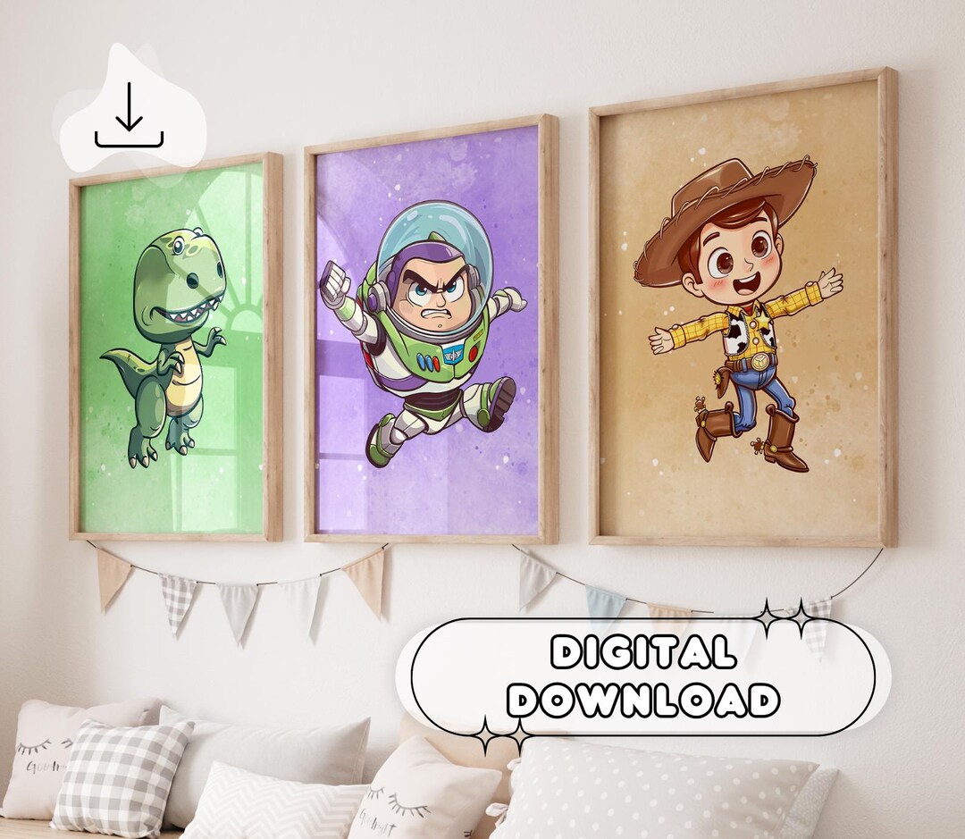 Set of 3 Watercolor Toy Story Posters - Wall Decor, Nursery Prints ...
