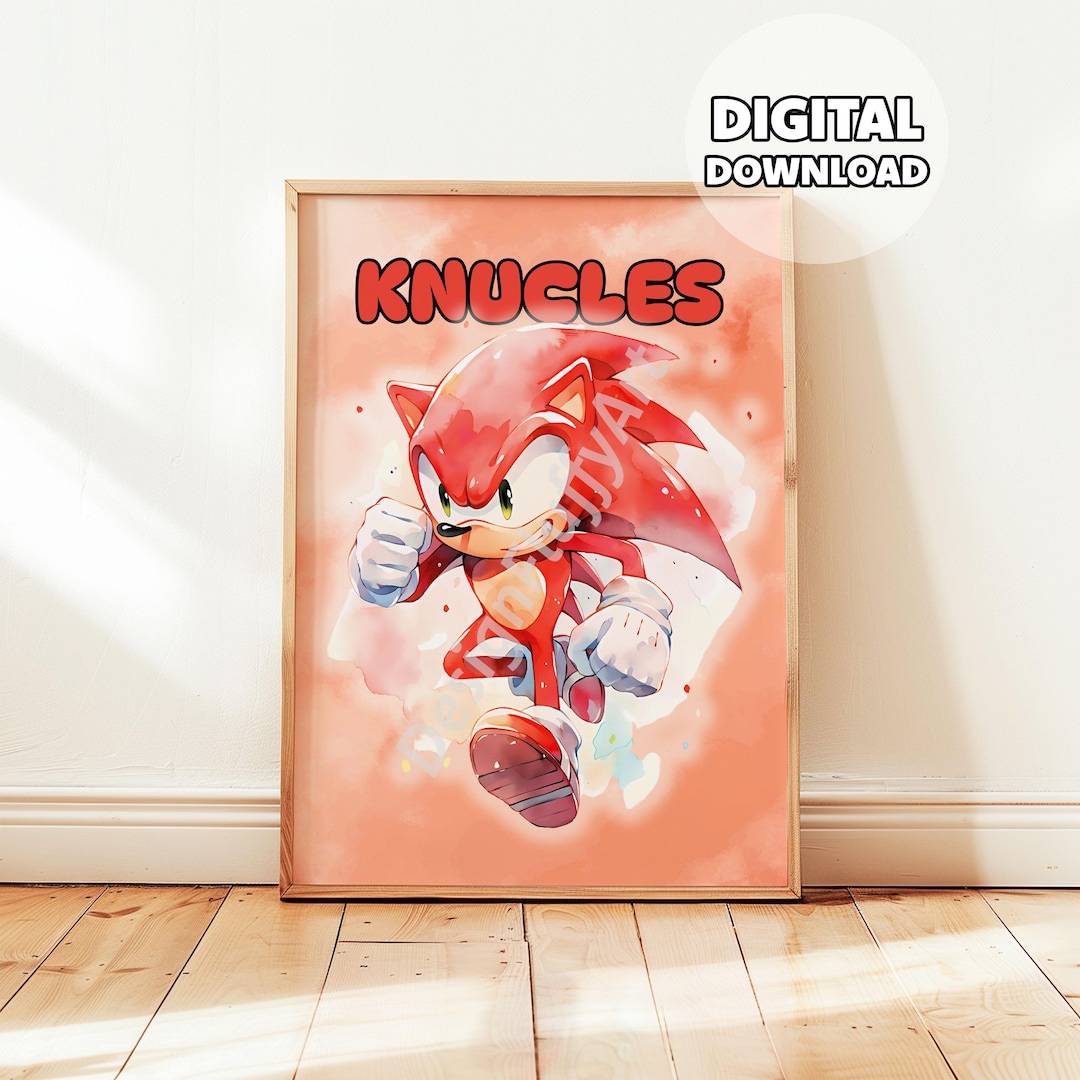 Knuckles Digital Poster – Printable Sonic Character Wall Art for Kids ...