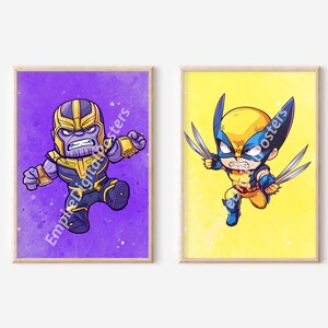 Set of 4 Watercolor Superheroes Poster Set - Nursery Prints for Kids ...