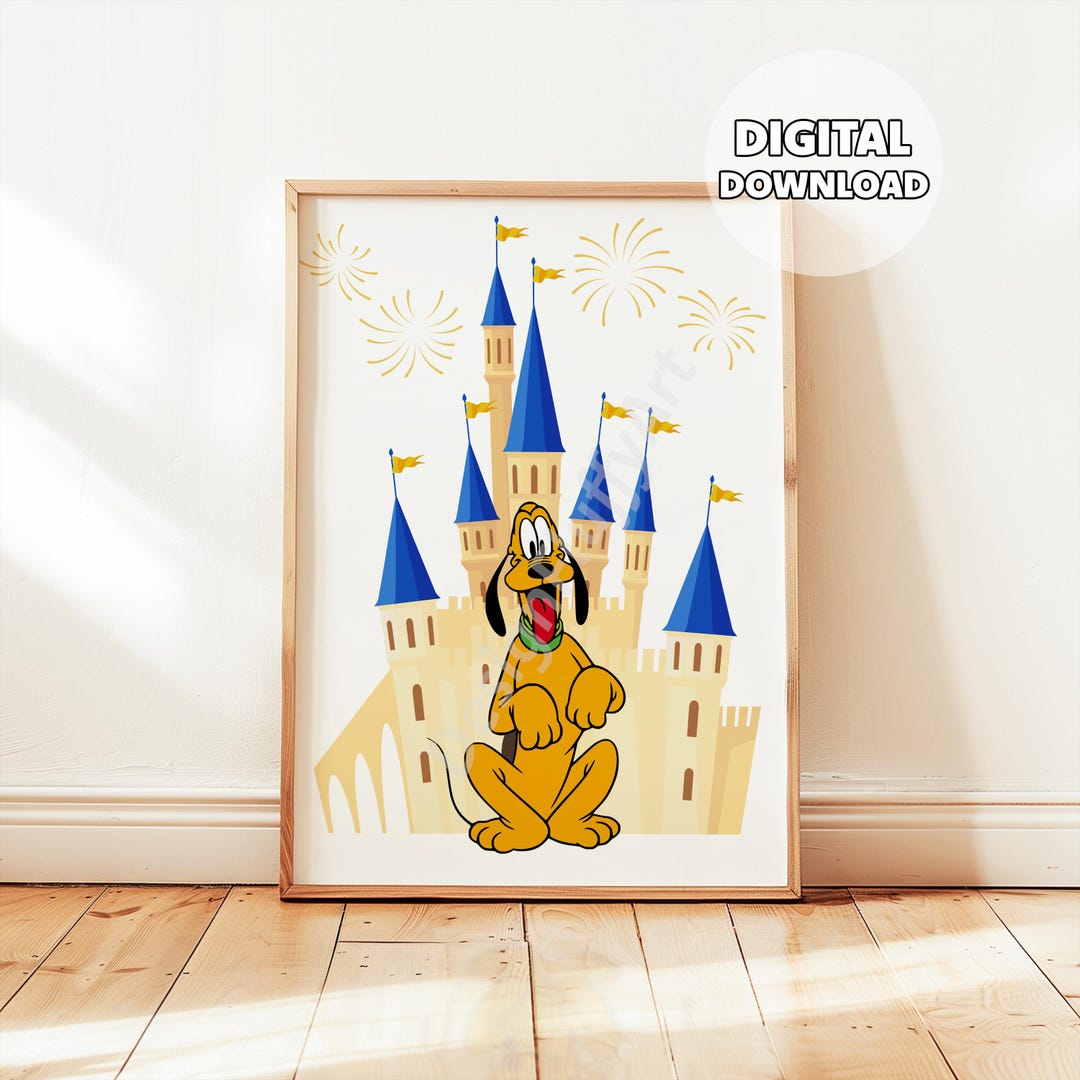 Drawing Pluto Castle Poster - Mickey & Friends, Digital Download, Kids Room Decor, Baby Shower ...