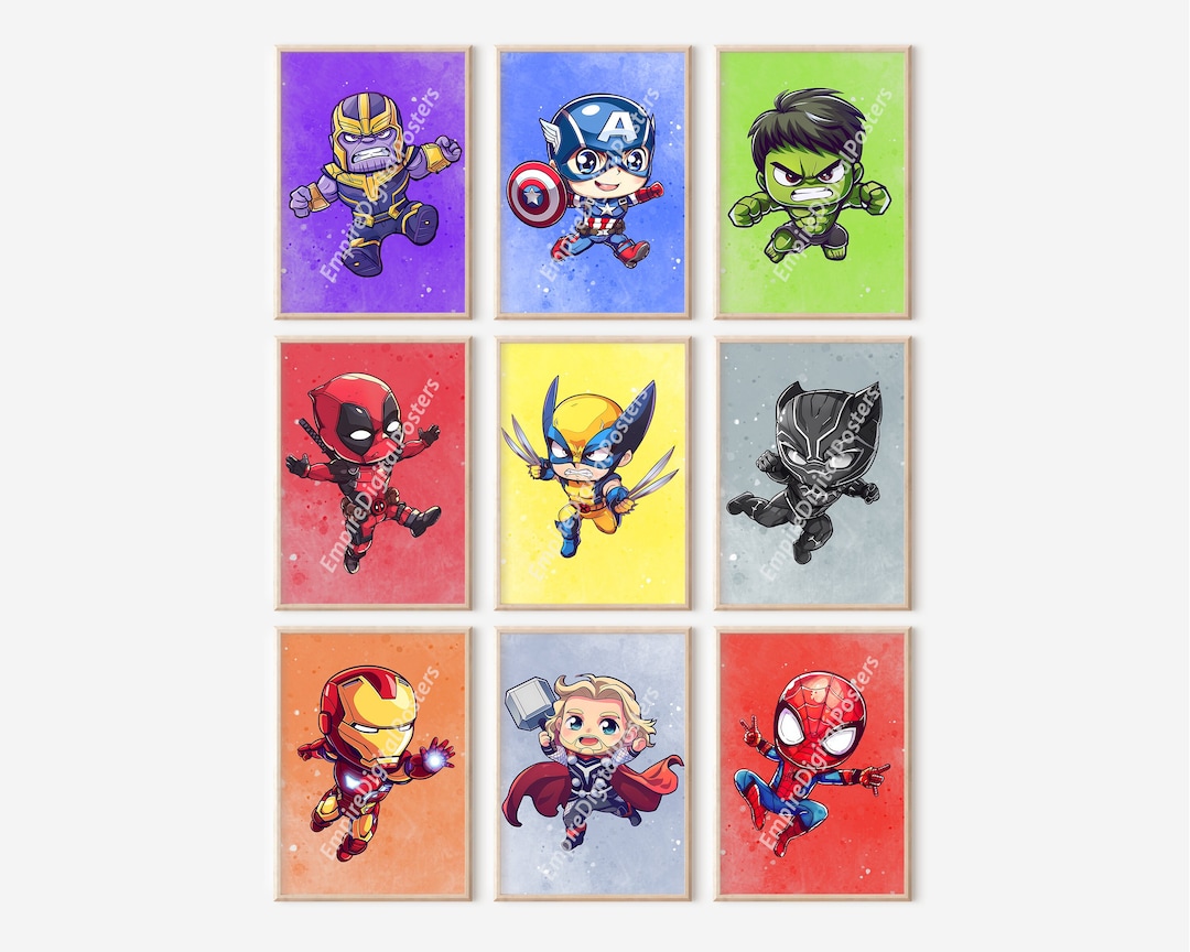9 Printable Superheroes Wall Art - Poster for Kids, Boys Room Decor ...