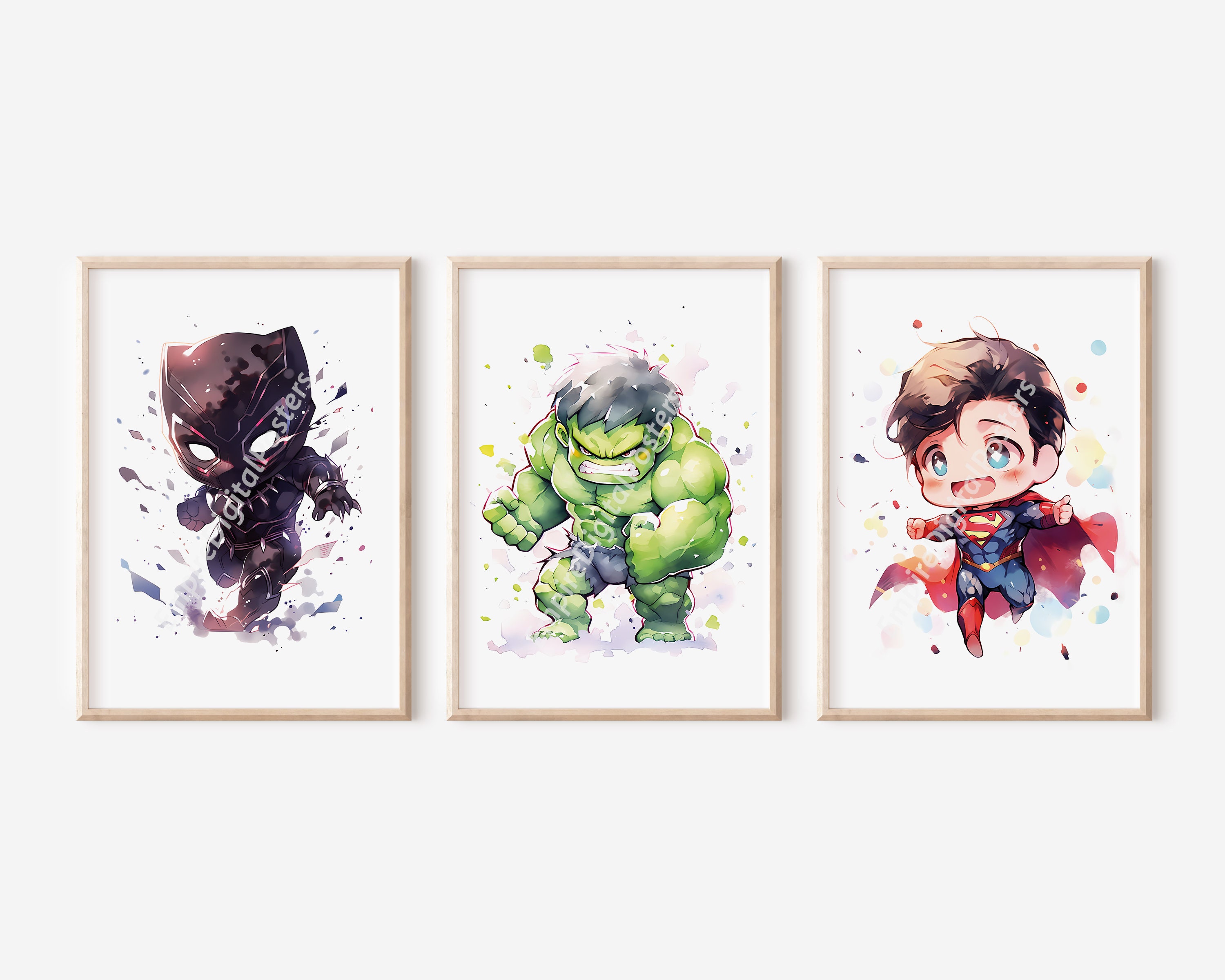 Set of 9 Superhero Posters Wall Decor, Digital Print, Nursery Prints ...