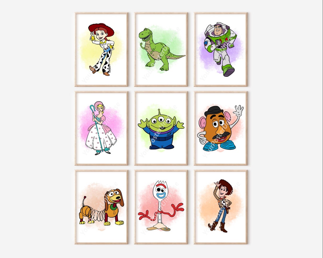 Set of 9 Nursery Toy Story Prints - Toy Story Wall Art, Toddler Room ...