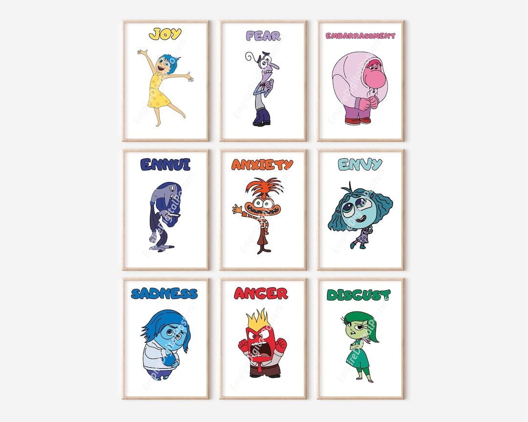 Minimalist Cartoon 9 Inside Out 2 Posters - "i Feel" , Emotions Poster ...