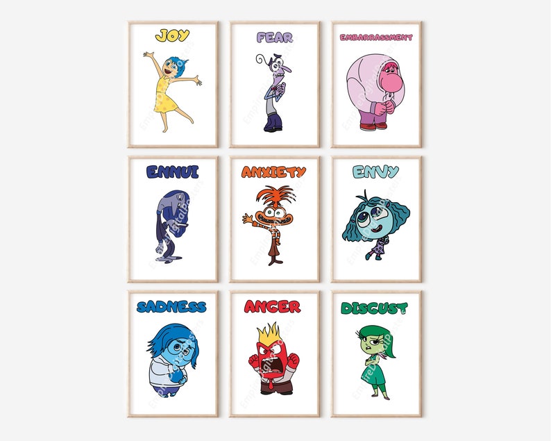 Minimalist Cartoon 9 Inside Out 2 Posters - "i Feel" , Emotions Poster ...