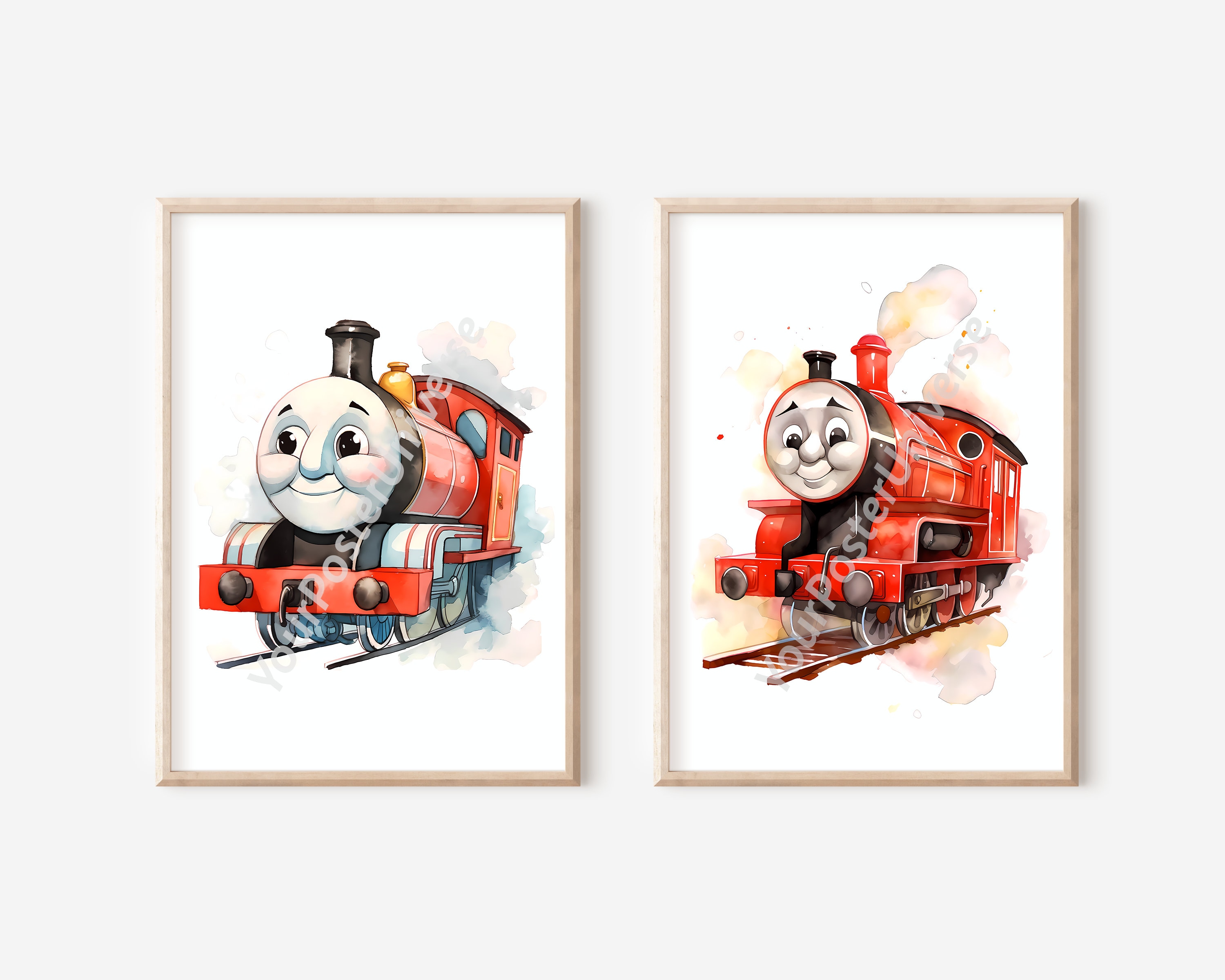 4 Watercolor Thomas and Friends Posters Wall Decor, Nursery Prints ...