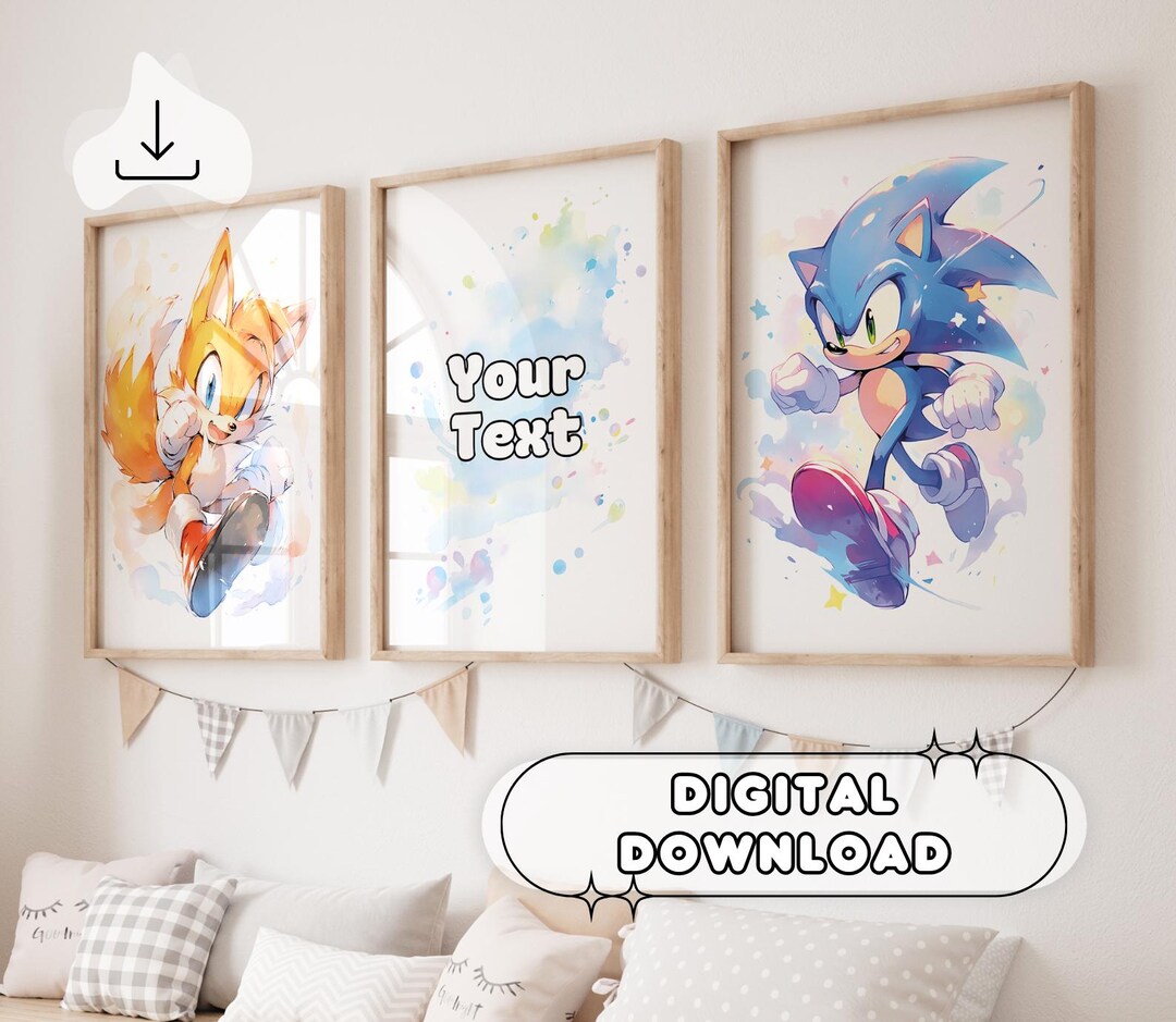 3 Personalized Sonic Posters - Drawing Wall Art, Nursery Prints, Decor ...