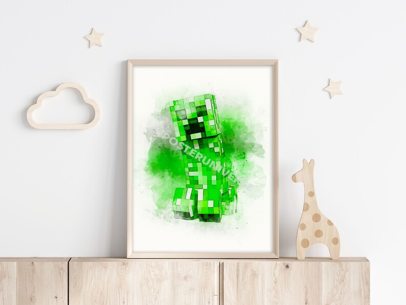 Minecraft Watercolor Poster Set Boys Prints, Gift for Kids, Minecraft ...