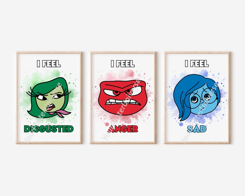 Set of 9 Inside Out 2 Faces - "i Feel" , Emotions Poster Set, Nursery ...