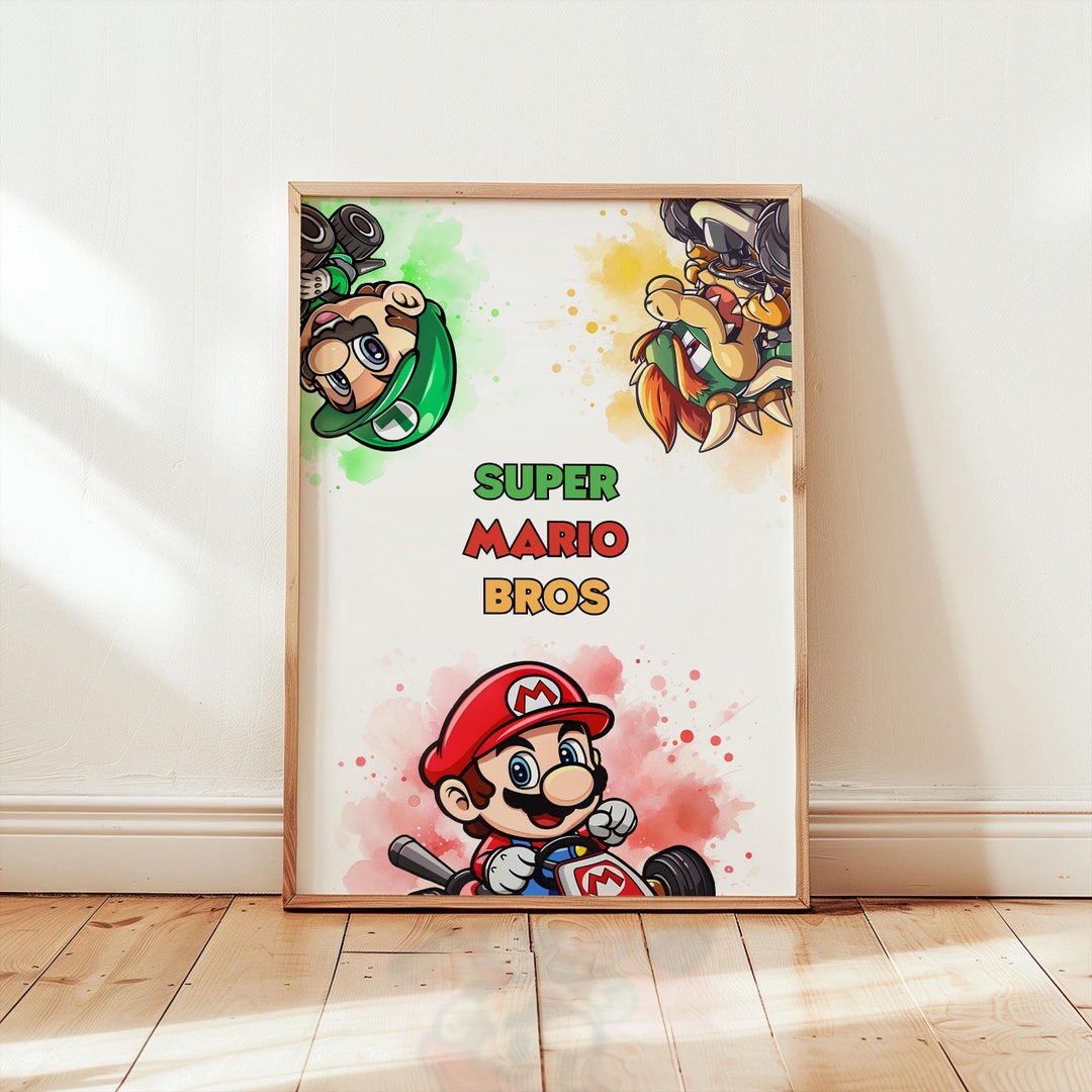 Aesthetic Super Mario Bros Poster - Minimalist Wall Art, Nursery Prints ...