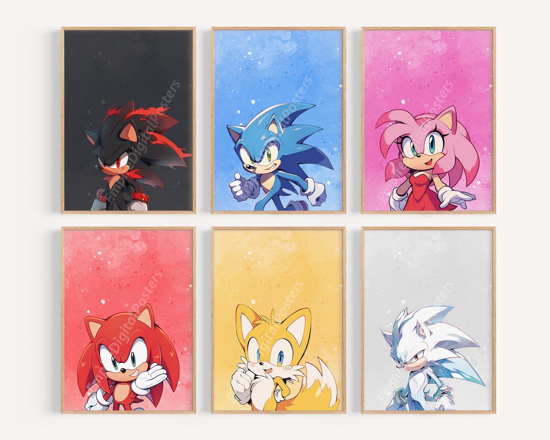 6 Full Watercolor Sonic Posters - Wall Decor, Kids Room Decor, Gift for ...