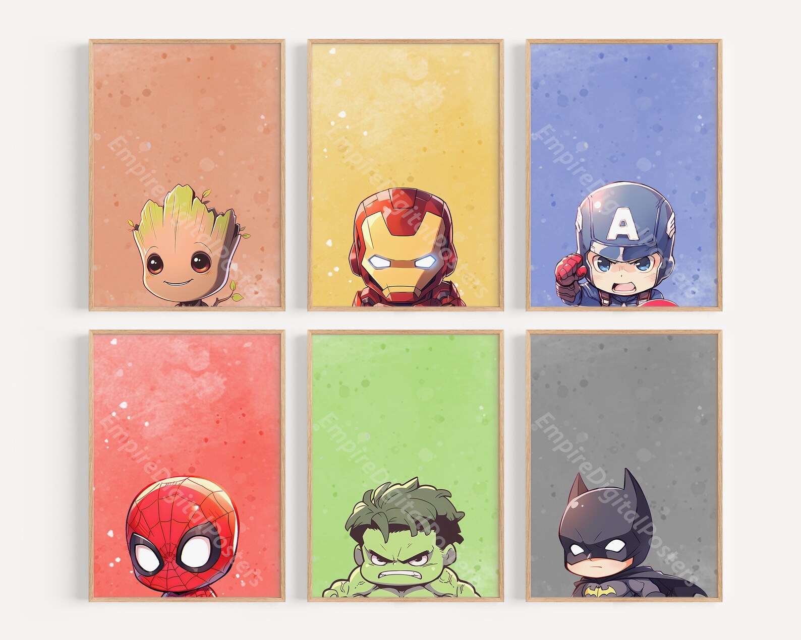 Set of 6 Watercolor Superheros Wall Art Nursery Prints, Kids Wall Decor ...
