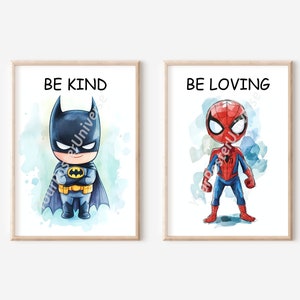 Set of 6 Superhero Wall Art - Nursery Prints, Wall Art, Superhero Kids ...