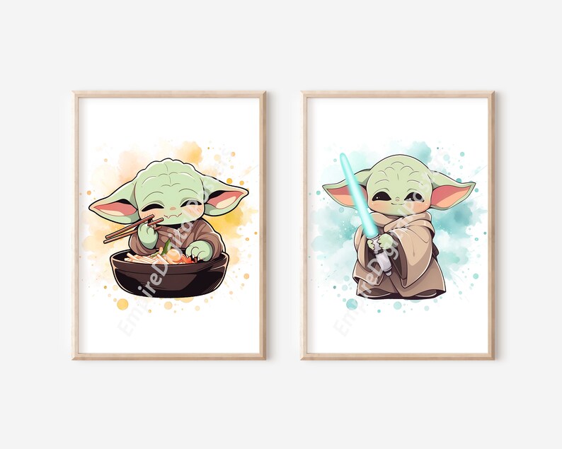 Set of 4 Baby Yoda Posters - Digital Download, Ready to Print, Star ...