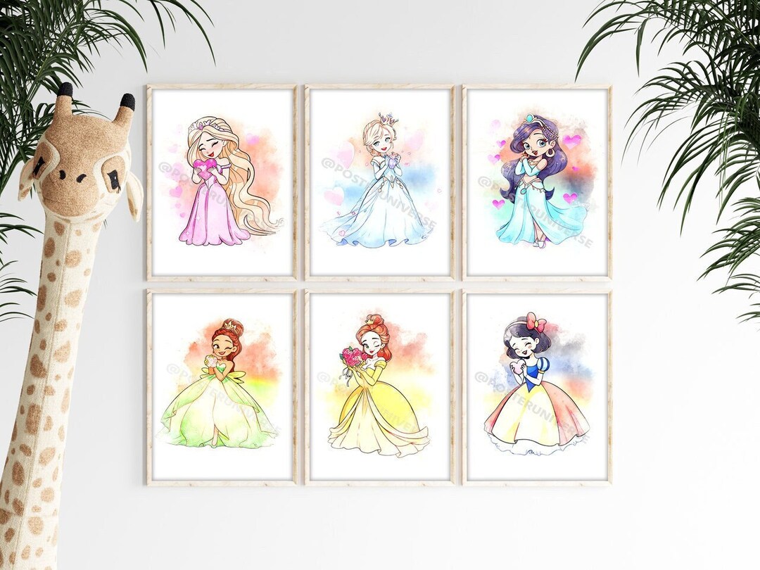 Watercolor Princess Clipart - Nursery Decor, Baby Room Shower, Ready to ...