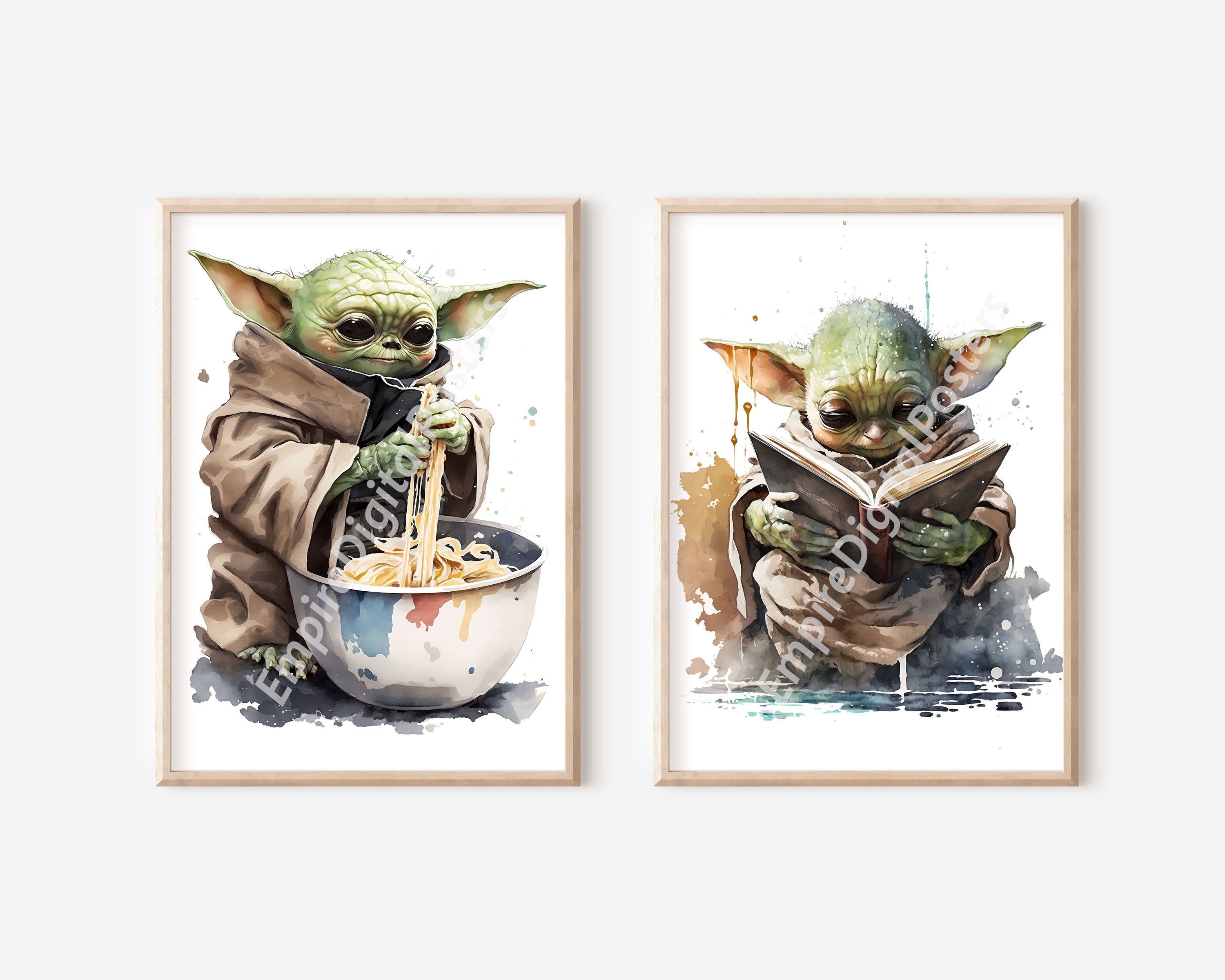 Set of 6 Yoda Posters Clipart for Kids, Star Wars Wall Art, Digital ...