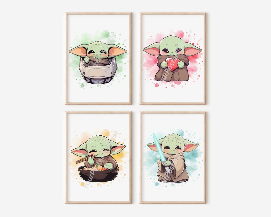 Set of 4 Baby Yoda Posters - Digital Download, Ready to Print, Star ...