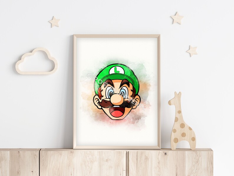 Faces of Mario Characters Printable Poster Set Watercolor - Etsy