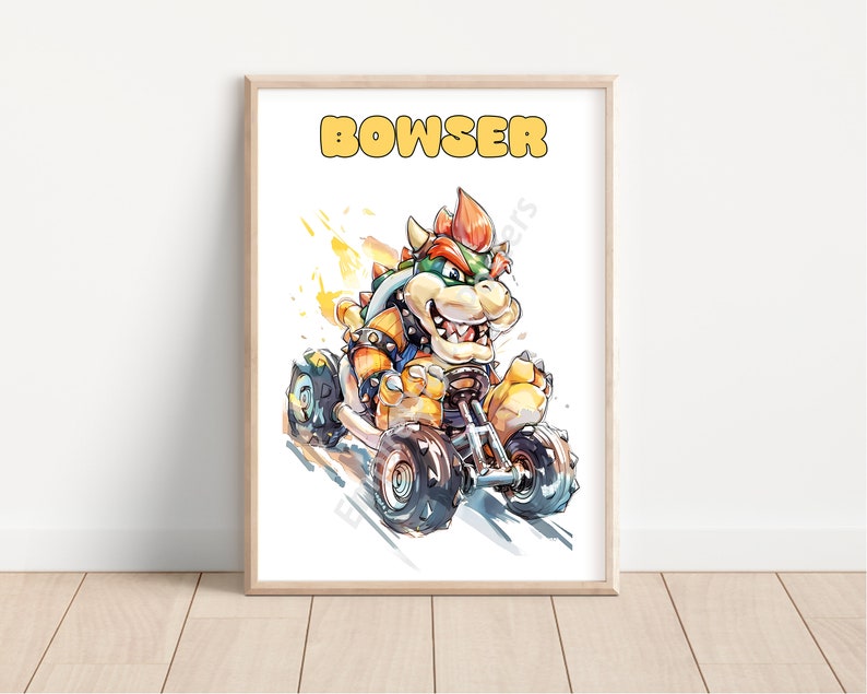 Set of 3 Drawing Mario Kart Posters - Watercolor Painting, Party Decor ...