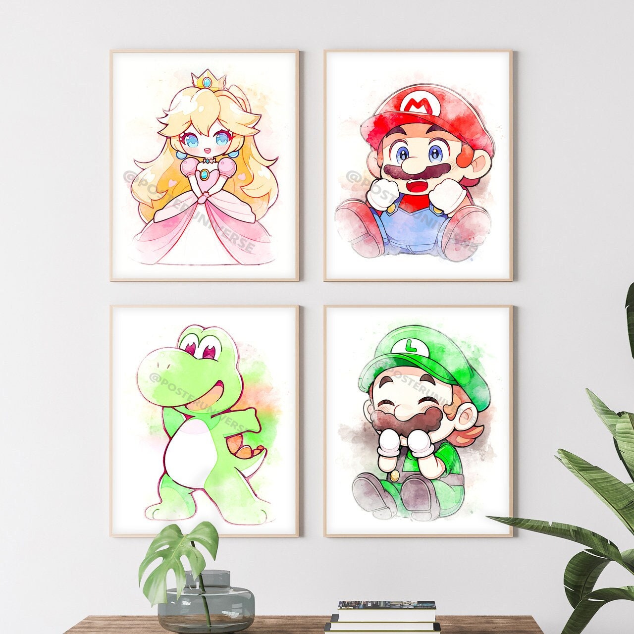 Set of 4 Super Mario Characters Poster Set, Nursery Decor, Wall Art ...