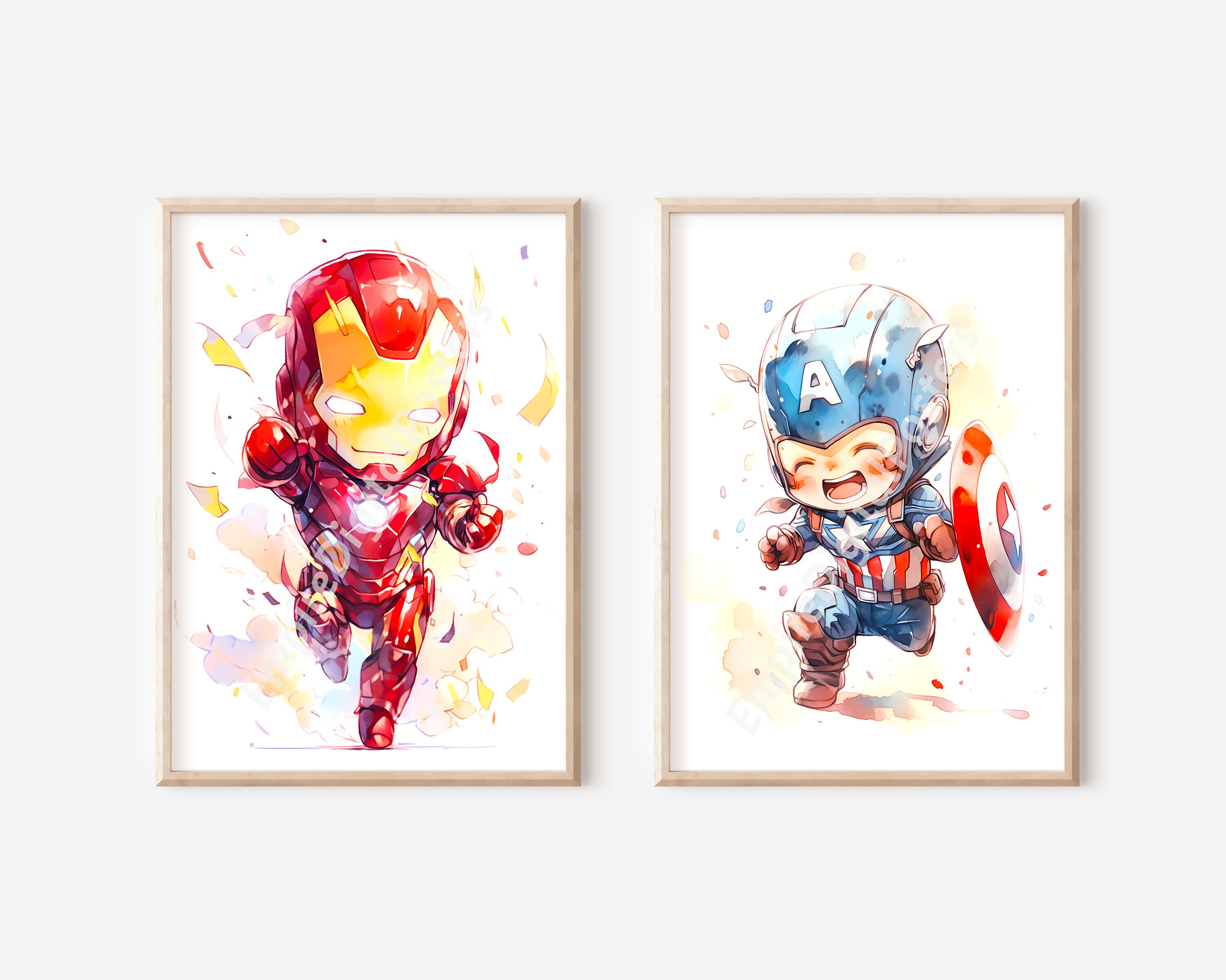 Set of 6 Superhero Wall Art Nursery Prints, Wall Art, Superhero Kids ...
