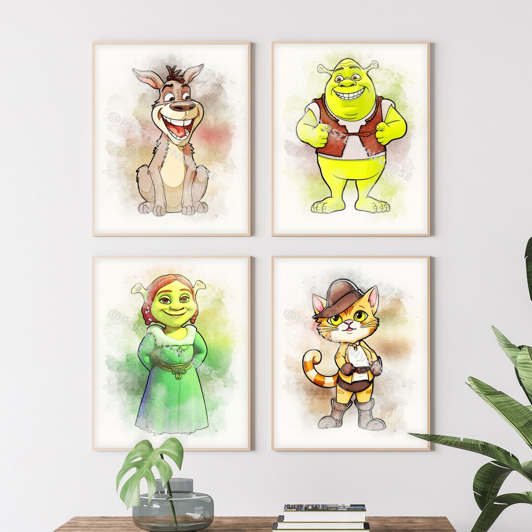 Nursery Poster Set of Shrek Movie Poster, Home Decor, Wall Art, Nursery ...